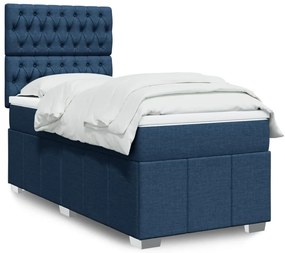 Box spring postel s matrací modrá 90x200 cm textil 3293864