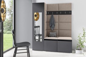 Eka Předsíňová stěna s čalouněnými panely Trinity 14 - Grafit / Světlá béžová 2303