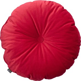 Sametový polštář s knoflíkem barva červená látka lesklé, sametová