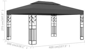 vidaXL Marketos Altán s dvojitou střechou 3 x 4 m antracitový