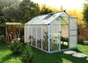 IWHOME Zahradní skleník DEMETER A101-D 5,93m&sup2; alu 201x190x312 cm PC 4 mm + základna IWH-10270003