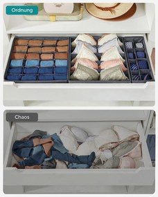 Organizéry do zásuvek, skládací textilní úložné boxy 8 ks, šedé