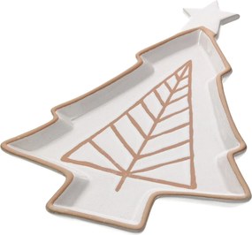 Kameninový talíř Beige Christmas Tree scandi