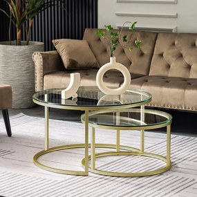Hanah Home Konferenční stolek - sada 2 ks Belarus - Gold, Zlatá