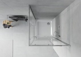 Mexen Rio čtvercový sprchový kout 90 x 90 cm, bílé pruhy, chrom + vanička Flat, bílá - 860-090-090-01-20-4010