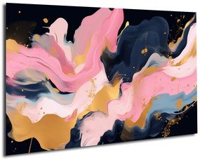 Abstraktní obraz růžová, petrolejová vrstvy Rozměr: 120 x 80 cm