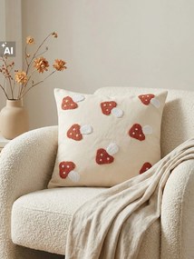Sinsay - Povlak na polštář s motivem muchomůrek - krémová