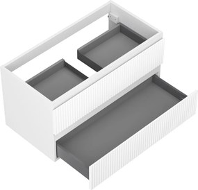 Mexen Rivel, koupelnová skříňka 90 cm, 2 zásuvky, drážkovaná, bílá matná, 91A20-09047-2-BFF01