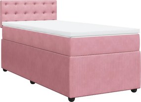 Box spring postel s matrací růžová 90x200 cm samet 3287643
