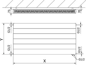Mexen, Panelový radiátor Mexen Line CVL21 900 x 400 mm, spodní připojení, 636 W, bílý - W621L-090-040-00
