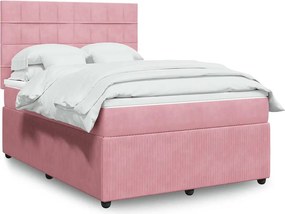 Box spring postel s matrací růžová 140x190 cm samet 3294639