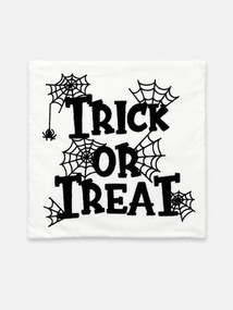 Sinsay - Halloweenský dekorativní povlak na polštář s nápisem a motivem pavučiny - bílá