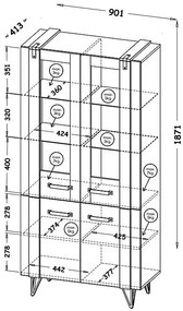 Casarredo - Komfort nábytek Vitrína LODINE 03, 2D2W dub wotan/beton
