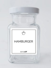Samolepka na kořenky HAMBURGER bílá 5 × 5 cm základní písmo