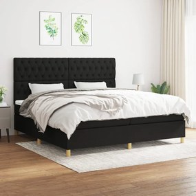 Box spring postel s matrací černá 200x200 cm textil,  3142603