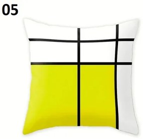 Potah na polštář - geometrické tvary, kontrast žlutá-bílá-černá Motiv: 05