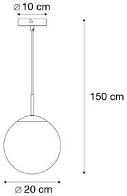 Chytré závěsné svítidlo mosazné s oceánsky modrým sklem 20 cm vč. Wifi ST64 - Pallon