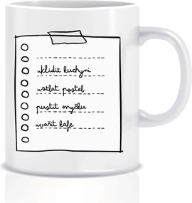 Personalizovaný klasický bílý keramický hrníček 300 ml - TO DO LIST