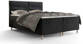 Manželská postel Boxspring 140 cm Saruta (černá) (s matrací a úložným prostorem). 1047350