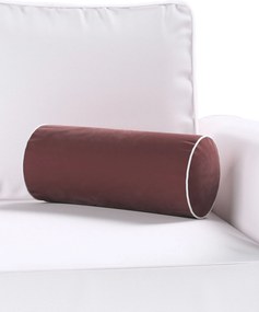 Jednoduchý válečkový polštář s ozdobným lemováním barva červená látka lesklé, sametová