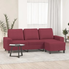 3místná pohovka s podnožkou vínová 180 cm textil 3201157