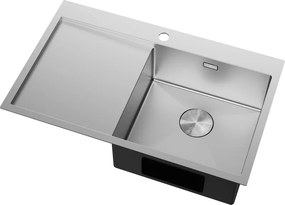 Mexen Exar nerezový dřez 1-komorový s odkapávačem, pravý 780 x 480 mm, inox - 6434781010P-01