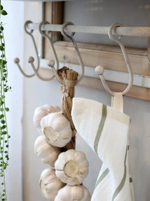 Krémová antik dřevěno-kovová nástěnná polička s háčky Old Shelf - 40*15*90 cm