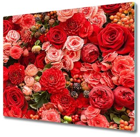 Skleněné deska do kuchyně Červené květy 60x52 cm