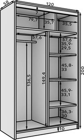 ADRK Furniture Posuvná skříň Lizi 120 ADRK-SW-LIZ-120-WW