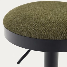 OnaDnes -20% Tmavě zelená čalouněná barová židle Kave Home Zaib 58-80 cm