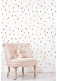 Dětská tapeta 10 m x 50 cm Gold Feathers – Lilipinso