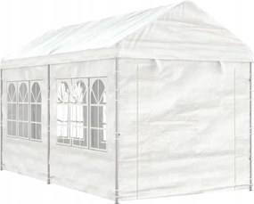 Fionshop 262824125 Altán se střechou bílý 4,46 x 2,28 x 2,69 m polyethyle