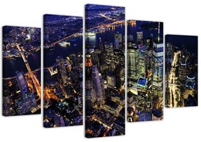 Gario Obraz na plátně New York v noci - 5 dílný Rozměry: 100 x 70 cm