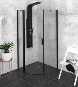 Polysan Polysan, ZOOM LINE BLACK čtvrtkruhová sprchová zástěna 900x900mm, čiré sklo, levá, ZL2615BL