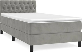 Box spring postel s matrací světle šedá 100x200 cm samet 3141467