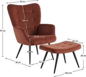 Křeslo s podnoží, hnědá Velvet látka/černá, HABEN