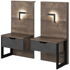 ARDEN | 2x noční stolek ARDEN + LED osvětlení | 2x 51,6 cm | dub sand grange/matera