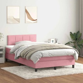 Box spring postel s matrací a LED růžová 120x220 cm samet 3316928