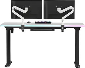 Ultradesk Quest černá-bílá / Herní stůl / 140 x 70 cm / nastavitelná v