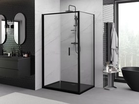 Mexen Exo, skládací sprchová kabina, dveře 110 cm + boční stěna 95 cm, transparentní sklo, černá, 816-110-095-70-00