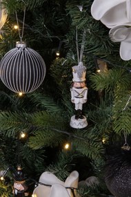 Bílá antik vánoční závěsná dekorace soška Louskáček - 3*3*13 cm