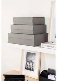 Šedé kartonové úložné boxy v sadě 3 ks s víkem/dekorativní 42,5x29,5x13 cm Kian Paper Laminate – Bigso