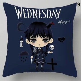 Potah na polštářek s potiskem ze seriálu "Wednesday Addams" - různé velikosti a motivy Motiv: 9, Velikost: 30x30 cm