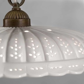 Il Fanale 061.12.OC Anita, rustikální závěsné svítidlo se závažím z antické mosazi a keramiky, 1x15W LED E27, prům. 42cm