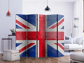 Pokojová zástěna Britská vlajka II (5-dílný) - vlajka Velké Británie na pozadí zdi