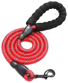 Reflexní vodítko pro středně velká a velká plemena psů Barva: Červená, Velikost: délka 1,5 m (šířka 0,8 cm)