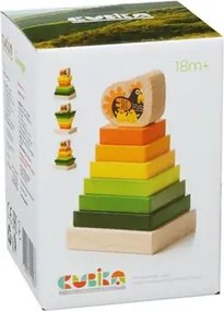 CUBIKA 15276 Barevná pyramida se slepičkou - dřevěná skládačka / 8 díl