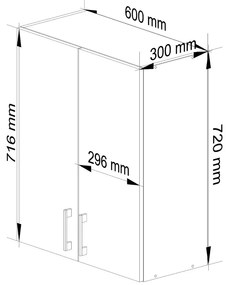 Kuchyňská závěsná skříňka W 60cm D2 H720 Artus bílá/sonoma