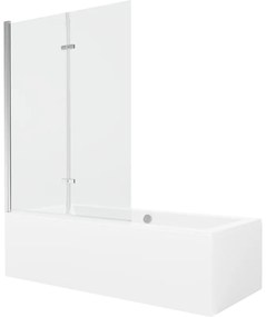 Mexen Cube obdélníková vana 180 x 80 cms pláštěm 2-křídlovou zástěnou 120 cm, Průhledné, Chromovaná - 550518080X9212020100