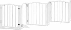 Zábrana pro psy s dvířky skládací 9 panelů bílá 450 cm topol 3155591